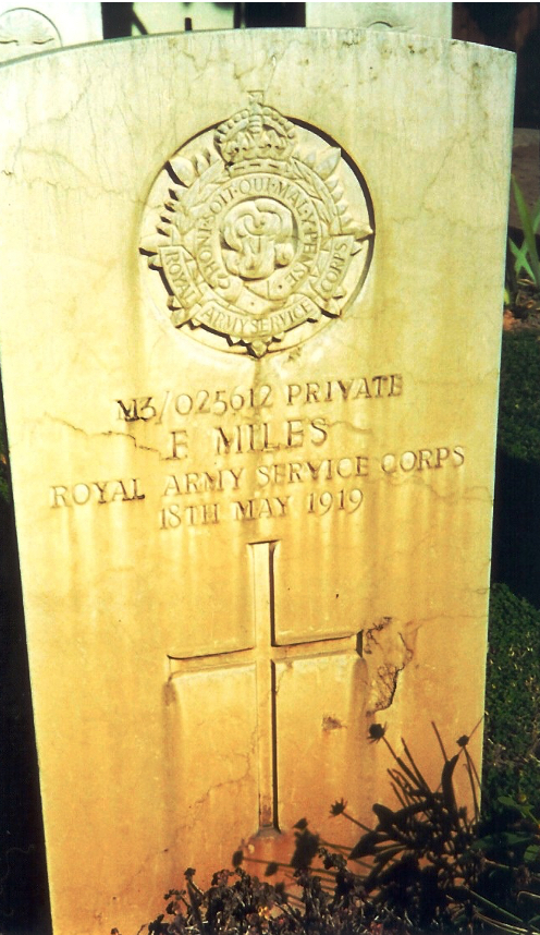 MILES, FREDERICK JOHN. Private, M3/025612. – Aldington and Bonnington ...